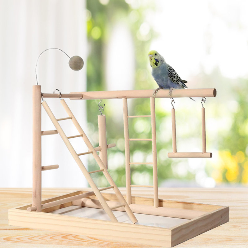 UMMA LLC 9.4 Wood Bird Play Gym for Table Top Wayfair